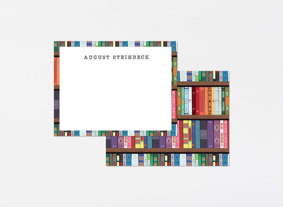 Bright Bookshelf Stationery Library Monogram Gift Writer Custom ...