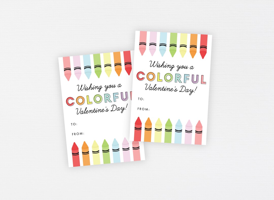 Color Crayon Kids Valentine Tags Printable Classroom Valentines Happy ...