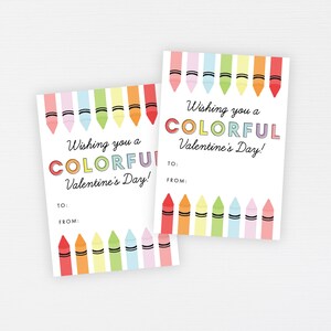 Color Crayon Kids Valentine Tags Printable Classroom Valentines Happy ...
