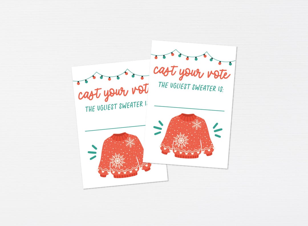 Ugly Sweater Party Voting Cards · Christmas Sweater Printable ...