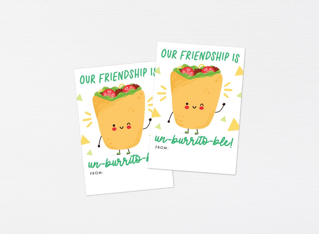 Burrito Tag · Kids Valentine · Burrito Printable Classroom Valentine ...