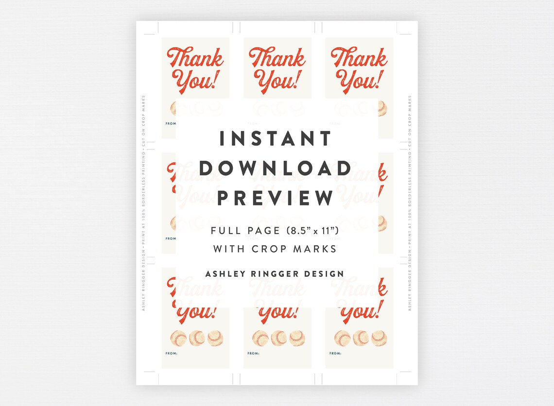 Baseball Thank You Favor Tags Rookie Year Baseball Party - Etsy