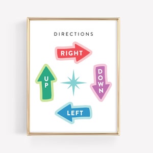 Directions Educational Poster · up Down Right Left Classroom Printable ...
