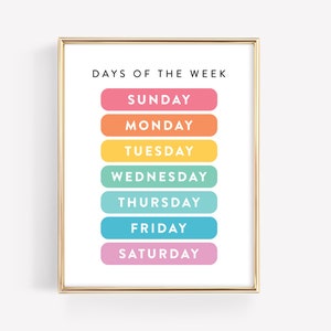 Days of the Week Printable · Montessori Education Poster · Homeschool ...