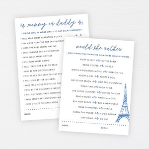 French Baby Shower Games Bundle Set of 11 Bonjour Bébé Eiffel Tower ...