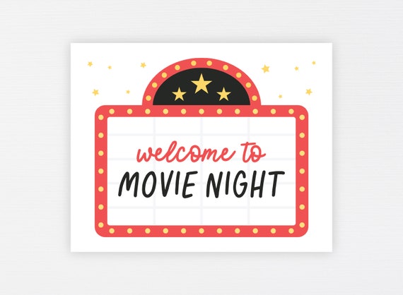 Movie Night Party Sign Print Cinema Drive-in Printable | Etsy