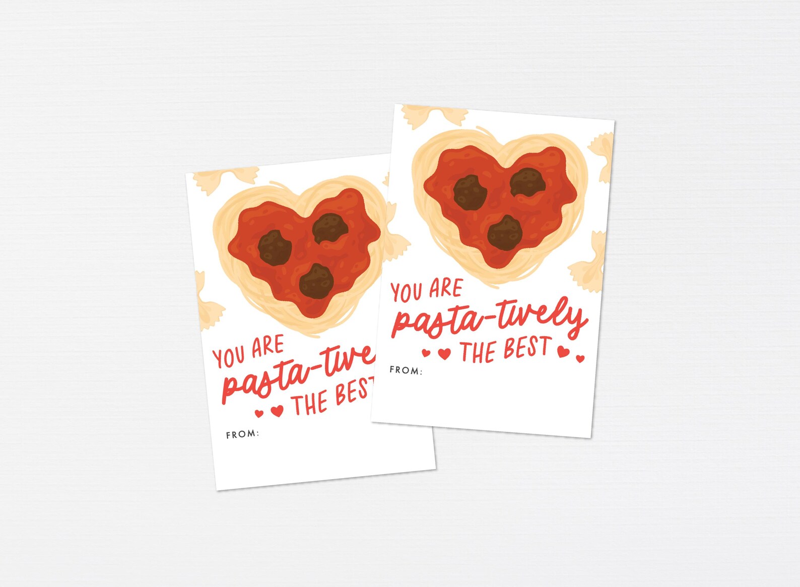 Pasta Valentine Tags · Spaghetti Meatballs Heart Tag Printable ...