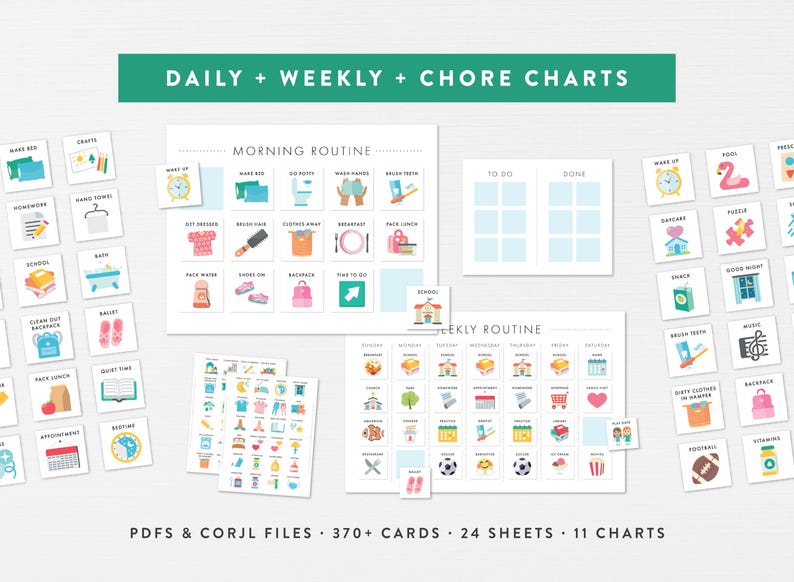 Daily Routine Charts + Cards · Weekly Daily Chore Bundle · Visual ...