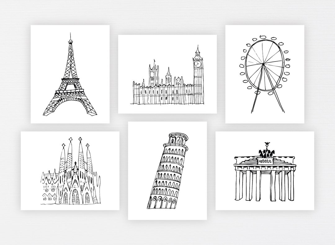 European Landmarks Set of 6 Printable Travel Collage - Etsy