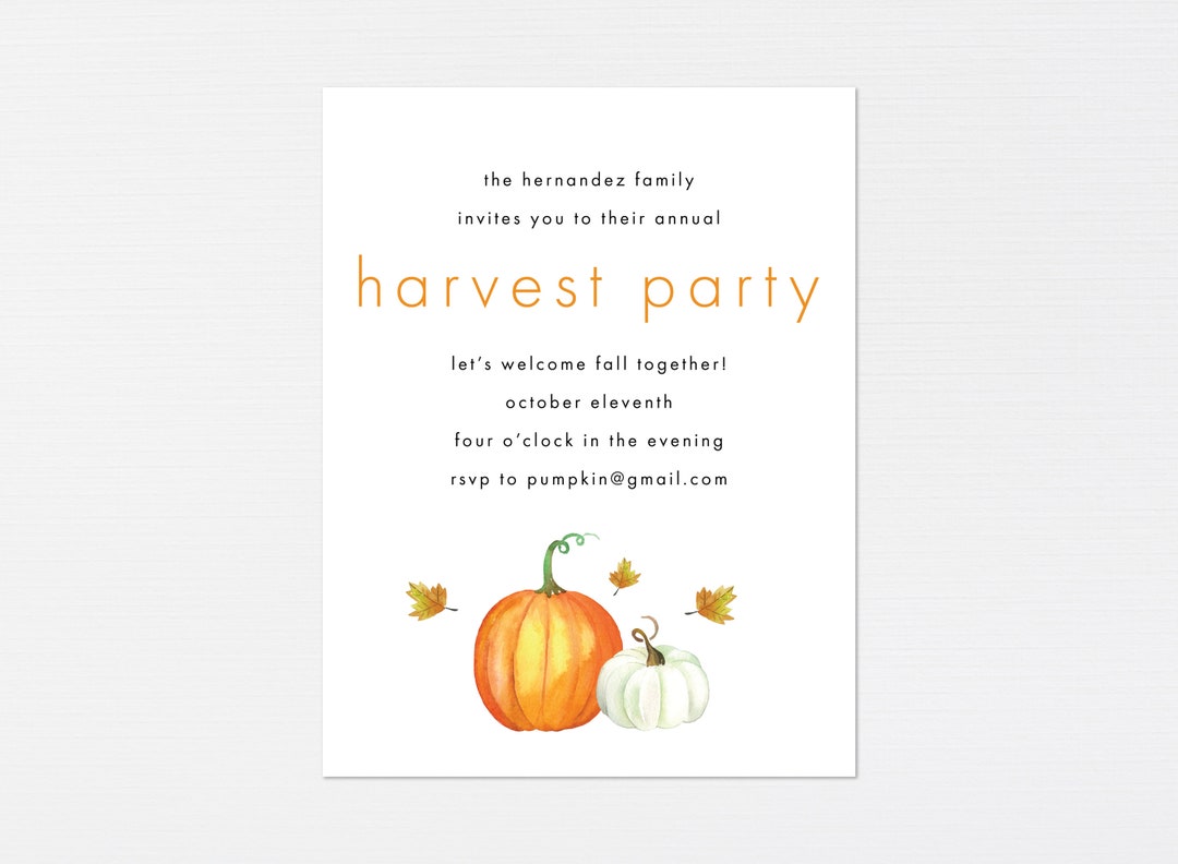 Harvest Party Invite · Modern Fall Pumpkin Invitation · Halloween Party ...