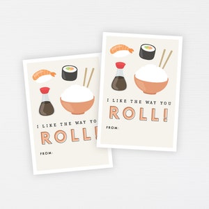 Sushi Kids Valentine Tags Printable Classroom Valentine Happy Valentine ...