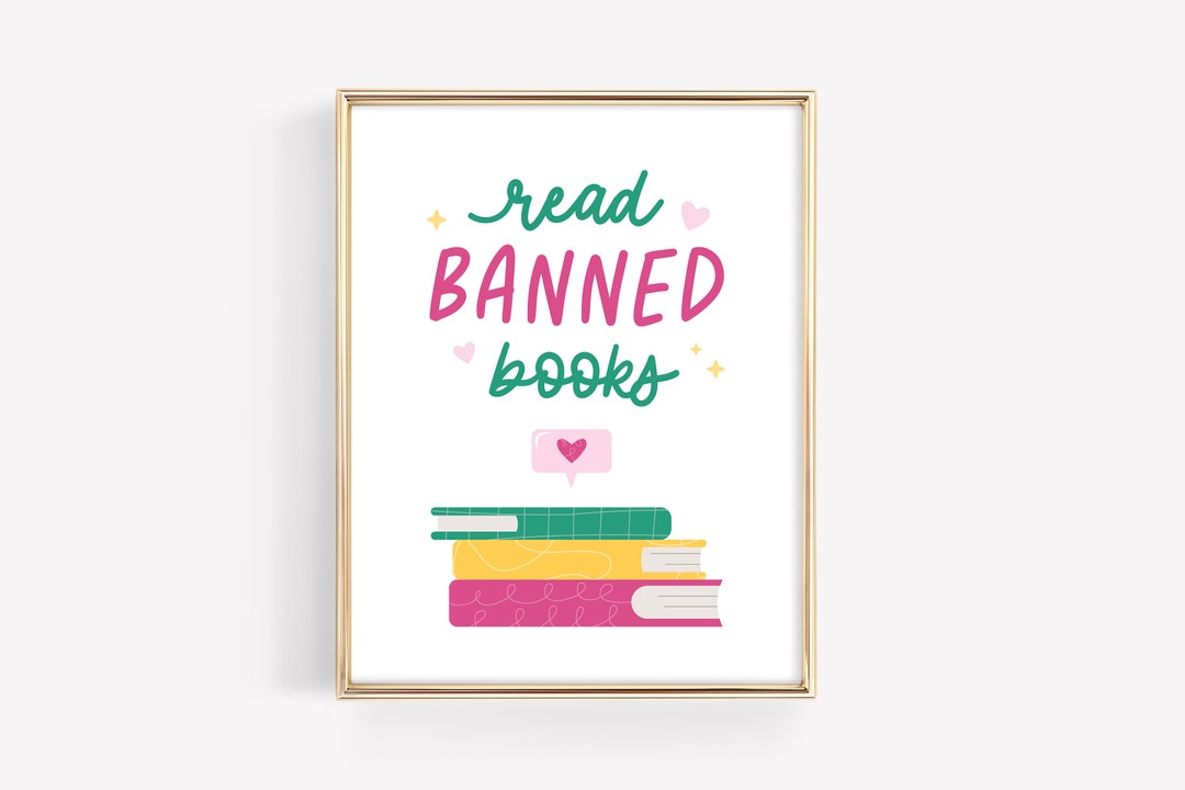 Read Banned Books Art Print Gift for Librarian Teacher Book Lover ...