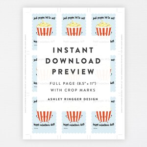 Popcorn Kids Valentine Tags Poppin' by Friends Printable Classroom ...