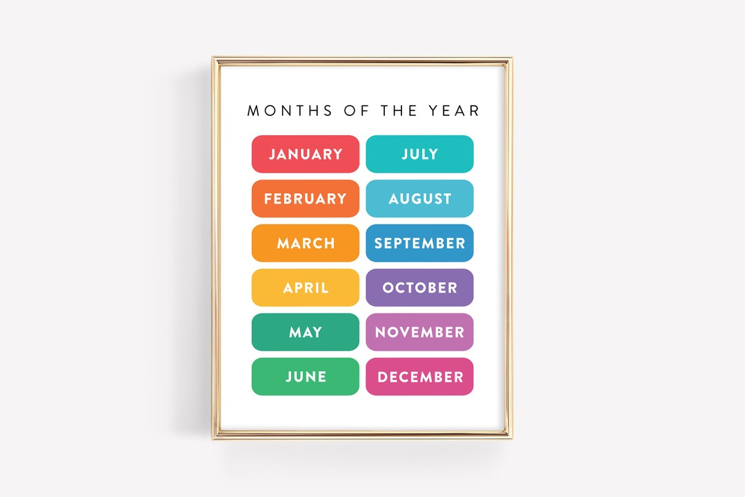Months of the Year Educational Poster · Rainbow Learning Printable ...