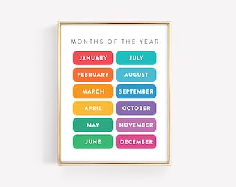 Months of the Year Printable Montessori Education Poster Seasons ...