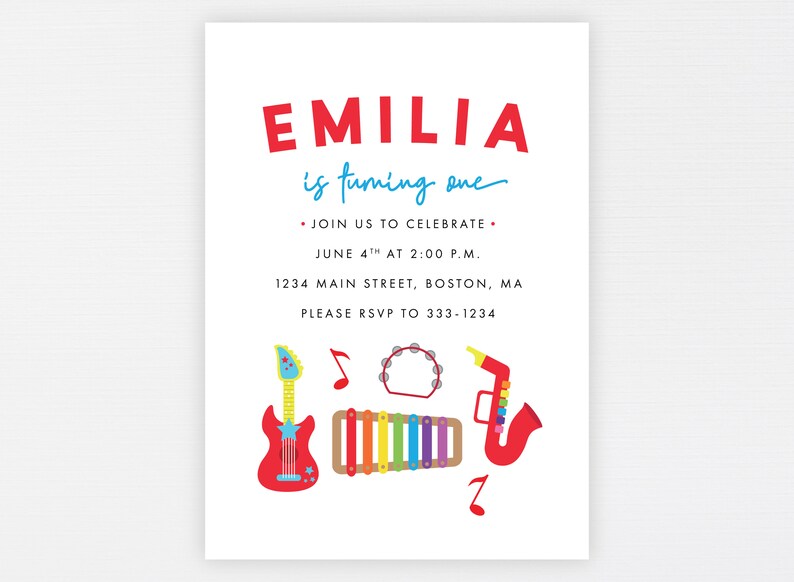 Music Birthday Invitation Modern Colorful Music Invite - Etsy