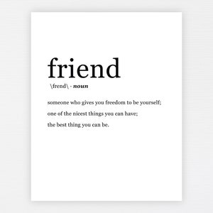 Friend Definition Print Friendship Printable Quote Friend Dictionary ...