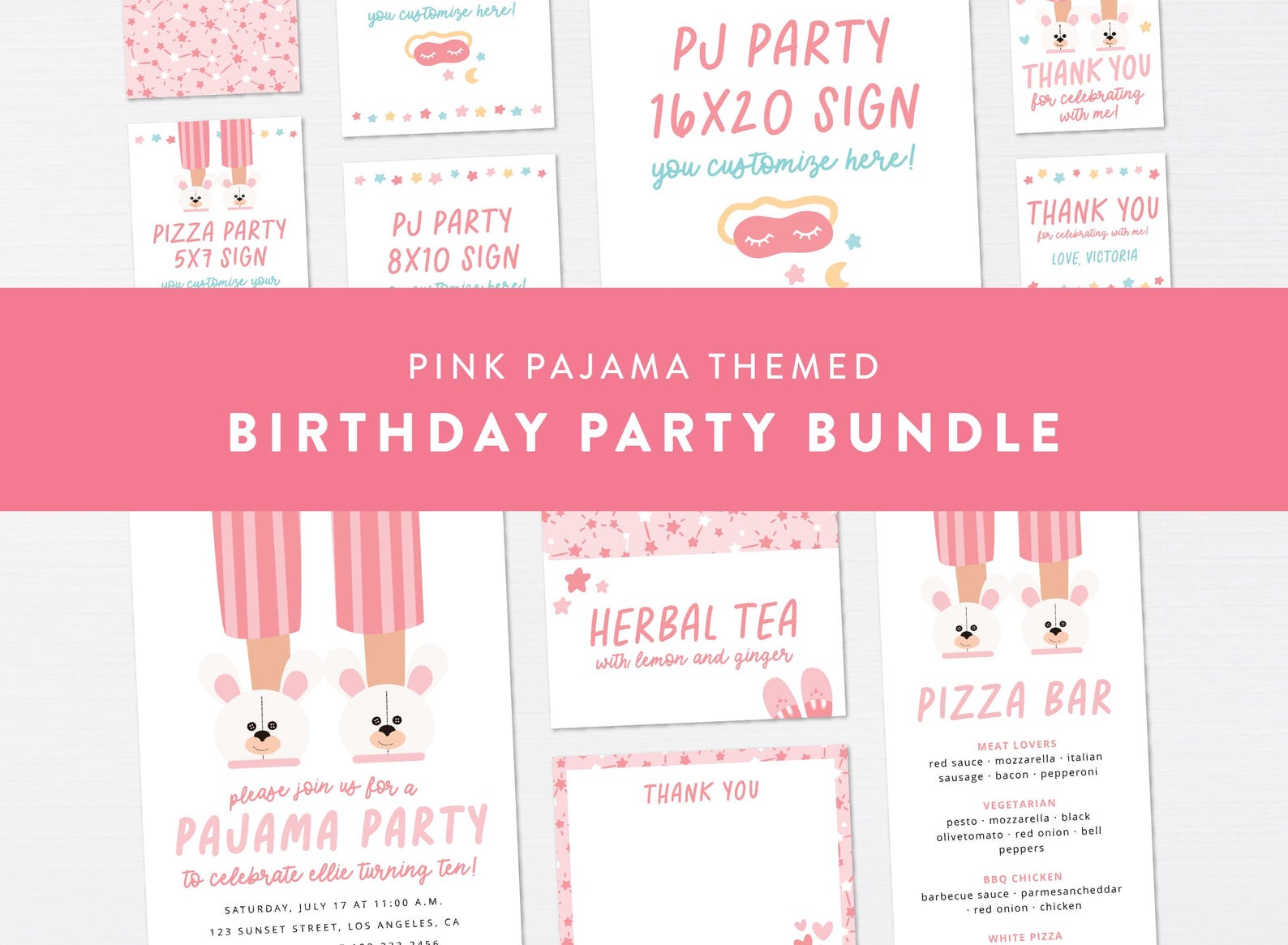 Pajama Party Invitation Bundle · Printable Sleepover Templates ...