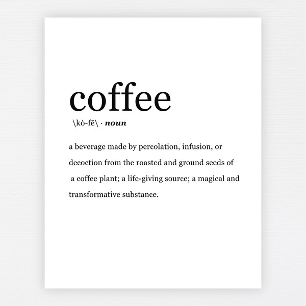 Coffee Definition Print - Etsy