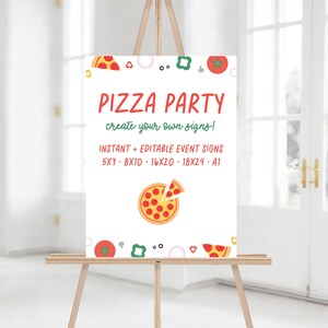 Pizza Party Editable Signs · Birthday Printable Template Signs · 5x7 ...