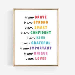 Child Affirmation Poster · I Am Brave Strong Smart Kids Printable ...