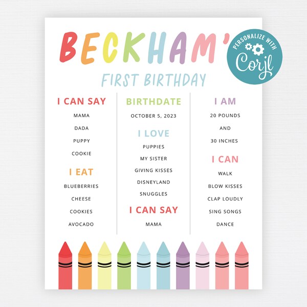 Crayon Birthday Board - Etsy