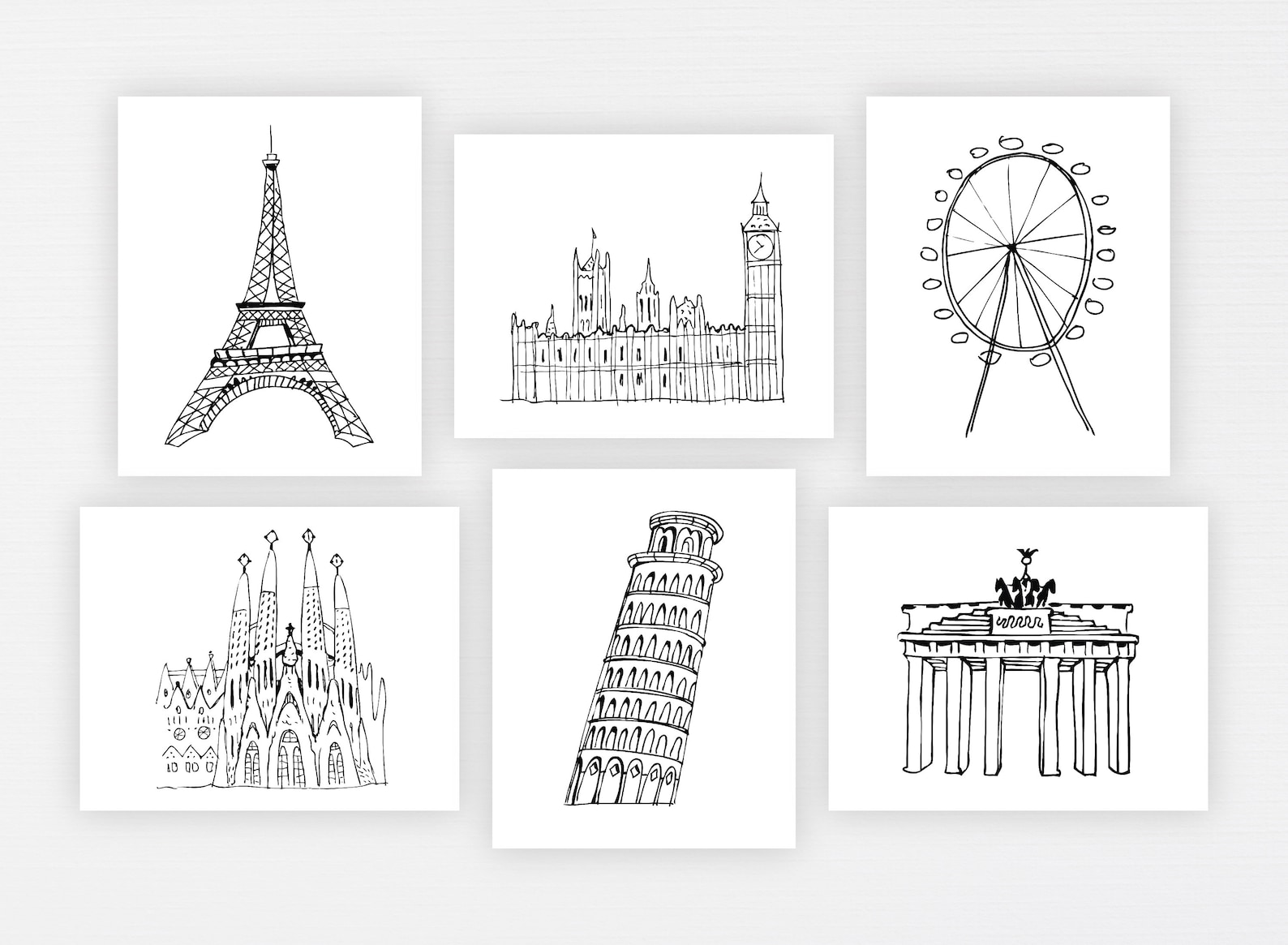 European Landmarks Set of 6 Printable Travel Collage - Etsy