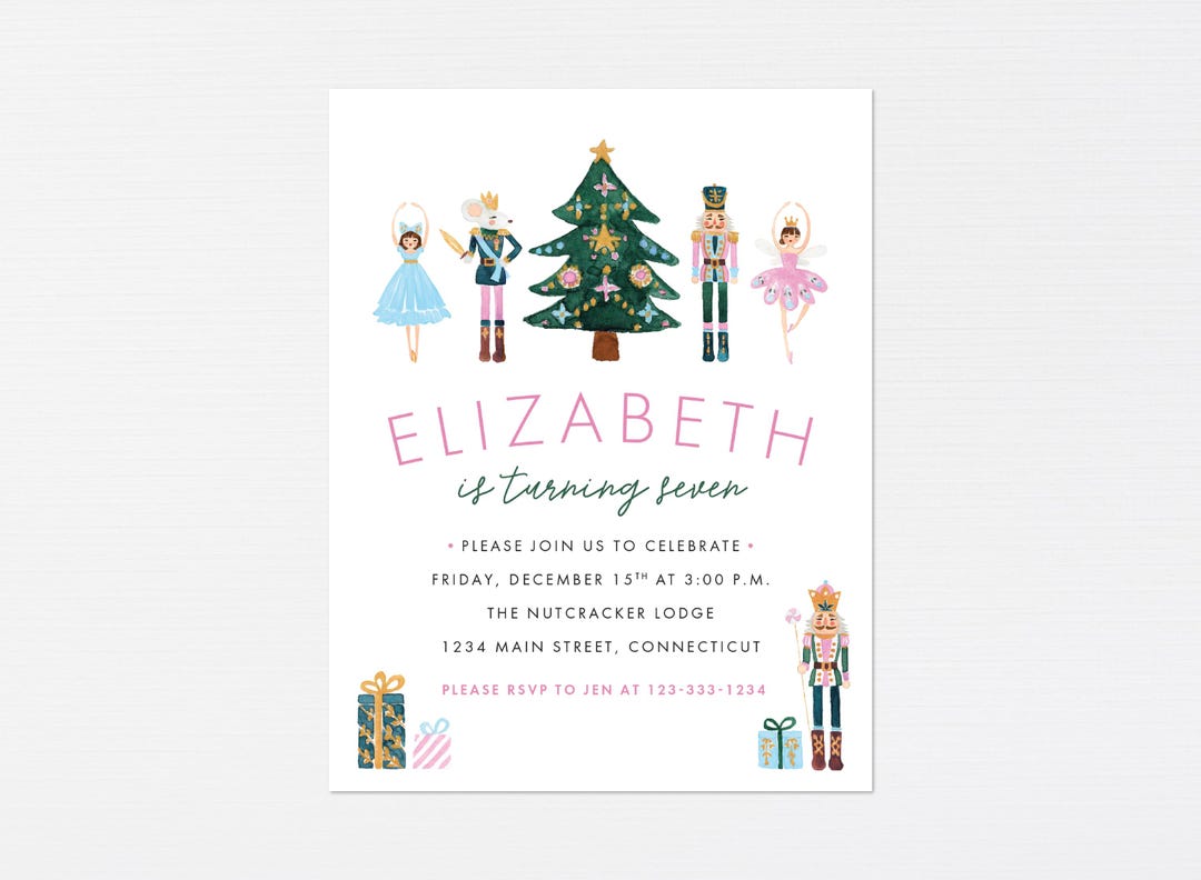 Pink Nutcracker Invitation · Christmas Birthday Nutcracker Party ...