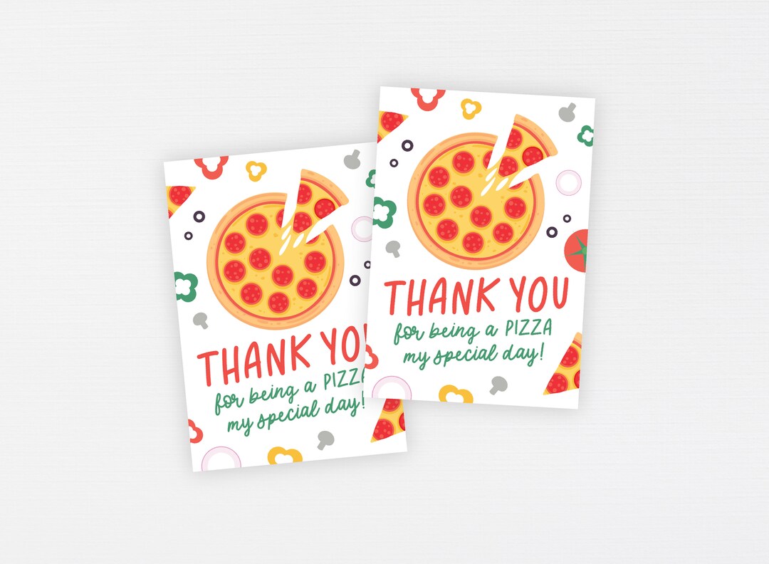 Pizza Party Favors Tags Pizza Thank You Kids Printable Birthday Favor ...