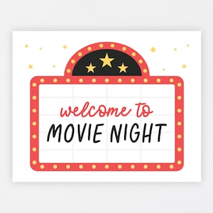 Movie Night Party Sign Print Cinema Drive-in Printable | Etsy