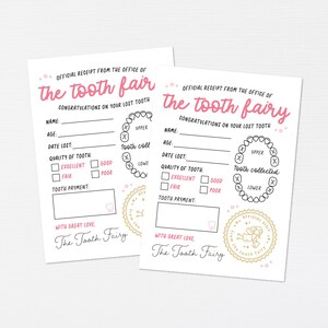 Tooth Fairy Letter · Pink Tooth Fairy Note Card · Tooth Fairy Receipt ...