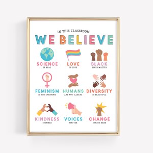 In This Classroom We Believe Art Print · Diversity Education Kindness ...