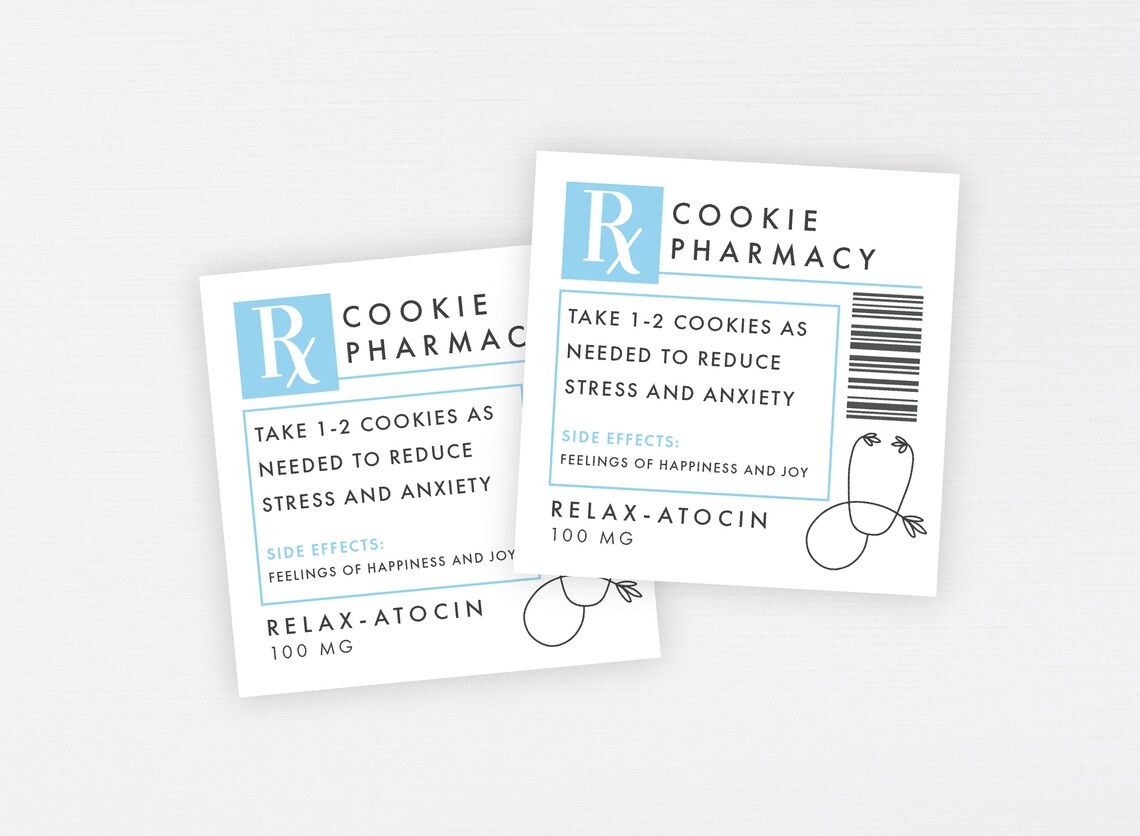 Cookie RX Prescription Label Printable Medical Pharmacy Gift - Etsy