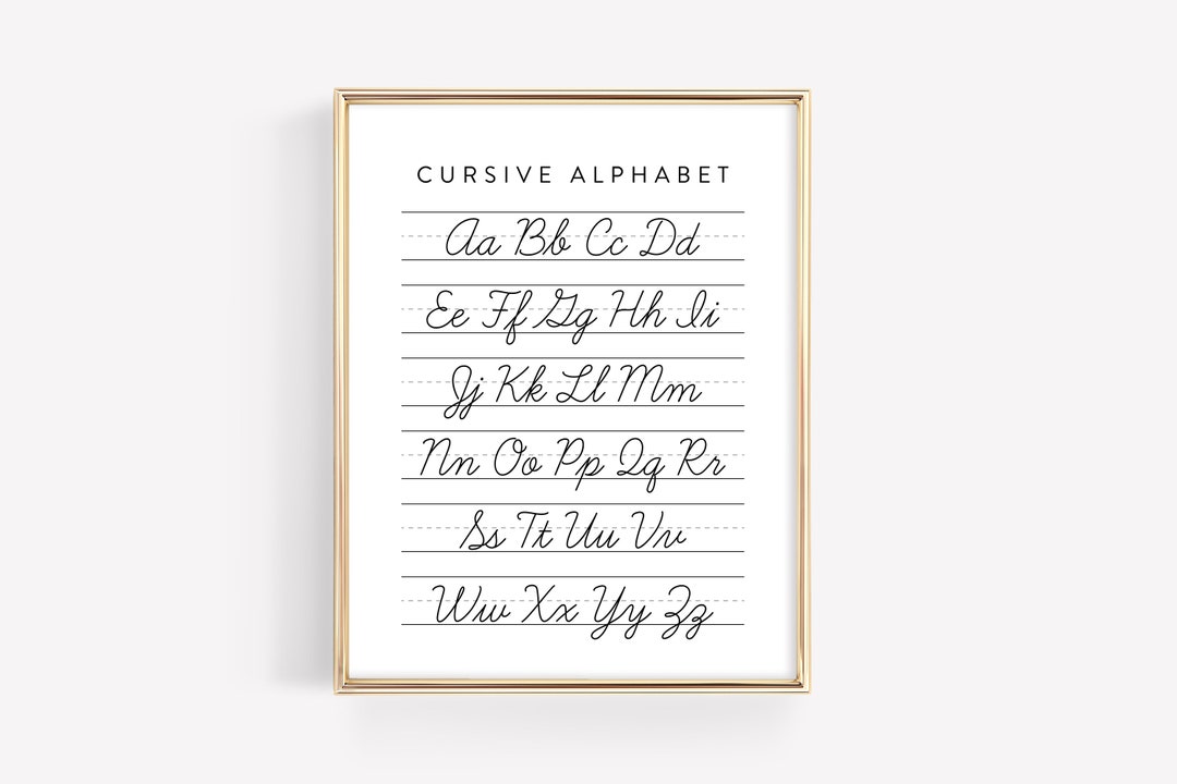 Cursive Handwriting Poster · Alphabet Chart · Educational Printable ...