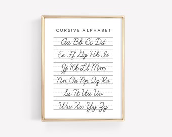 Cursive Alphabet Chart for Kids Printable Cursive Handwriting Poster ...