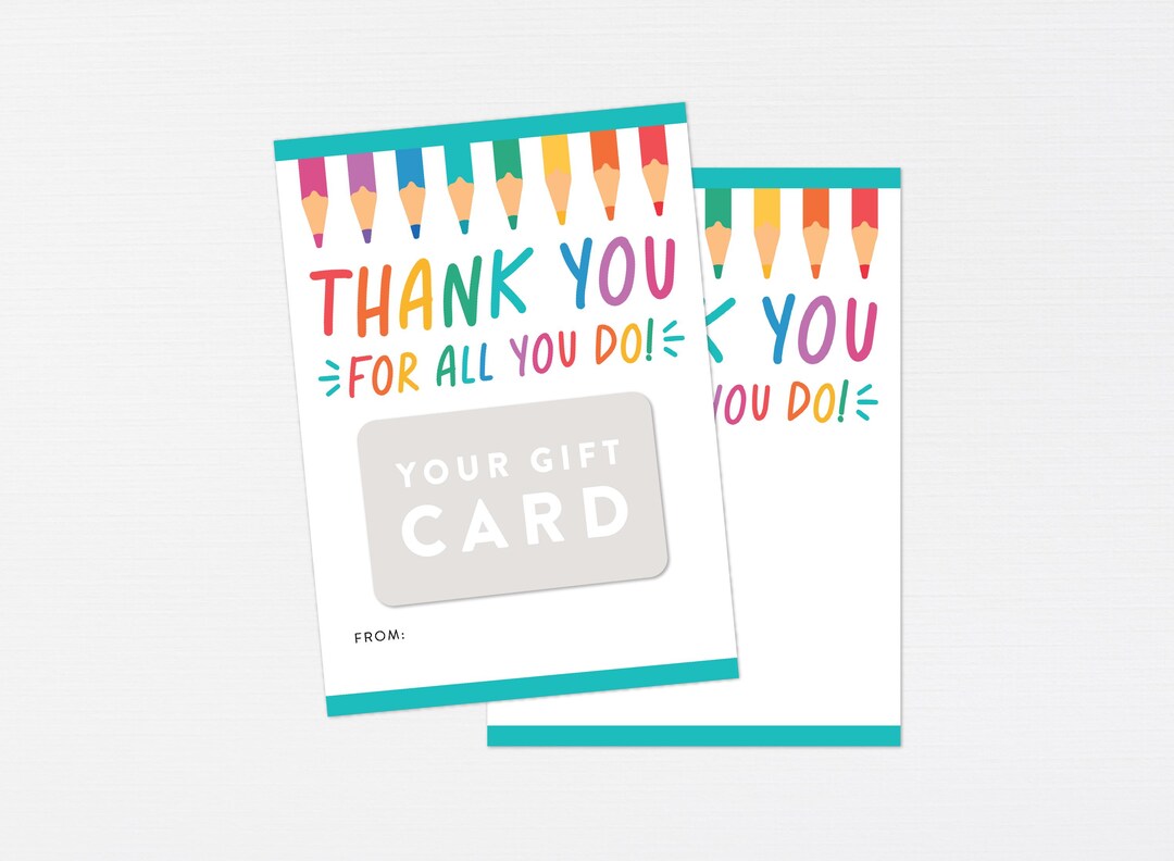 Teacher Appreciation Thank You Gift Card Holder · Crayon School Staff ...