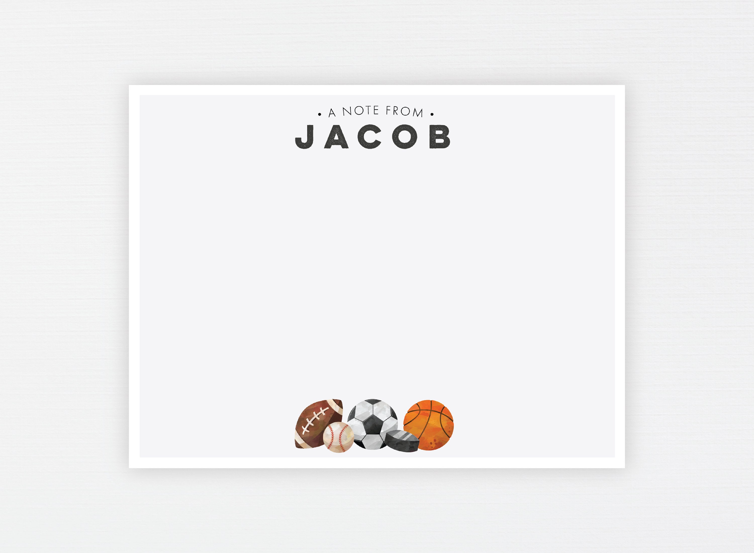 All Star Sports Stationery Personalized Football Note Card | Etsy