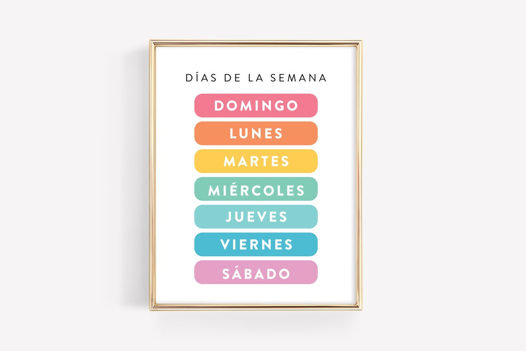 Días De La Semana Spanish Printable · Montessori Education Poster ...