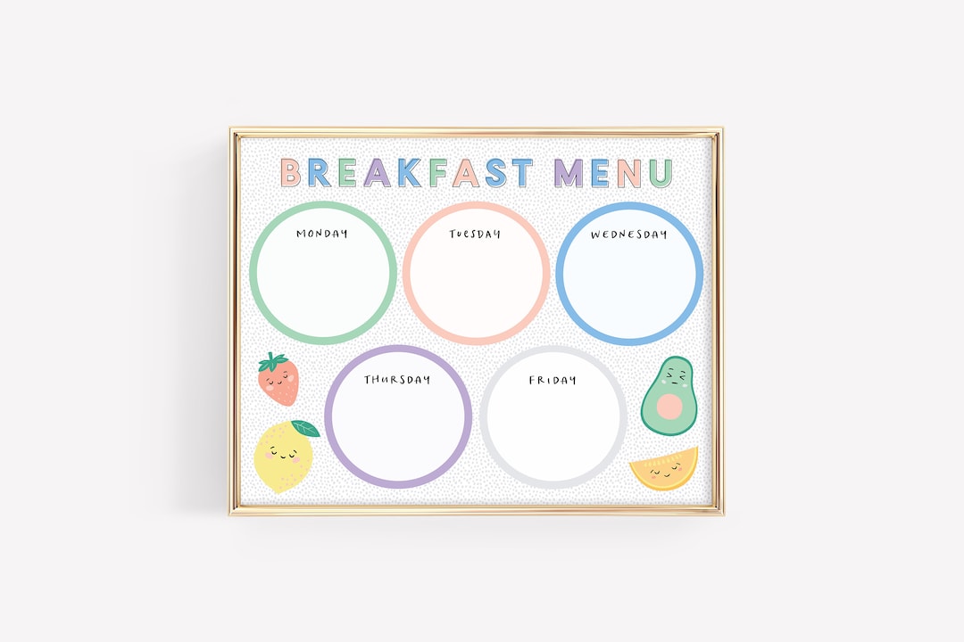 Breakfast Planner · Cute Fruit Kids Printable Weekly Planner ...