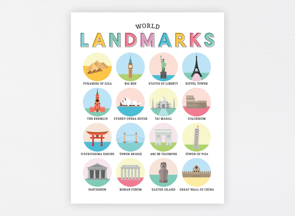 World Landmarks Education Printable Homeschool Learning - Etsy