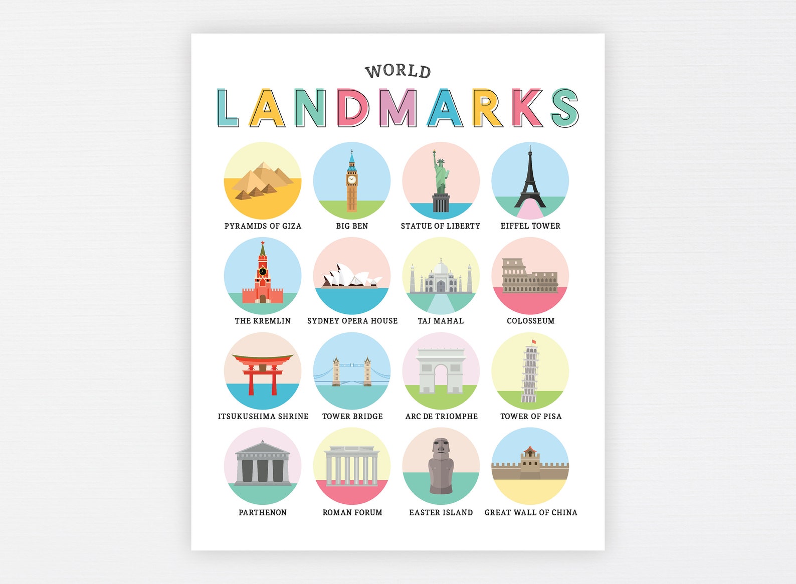 World Landmarks Education Printable Homeschool Learning - Etsy