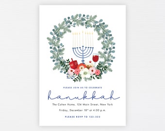 Chanukah Party Invite - Etsy