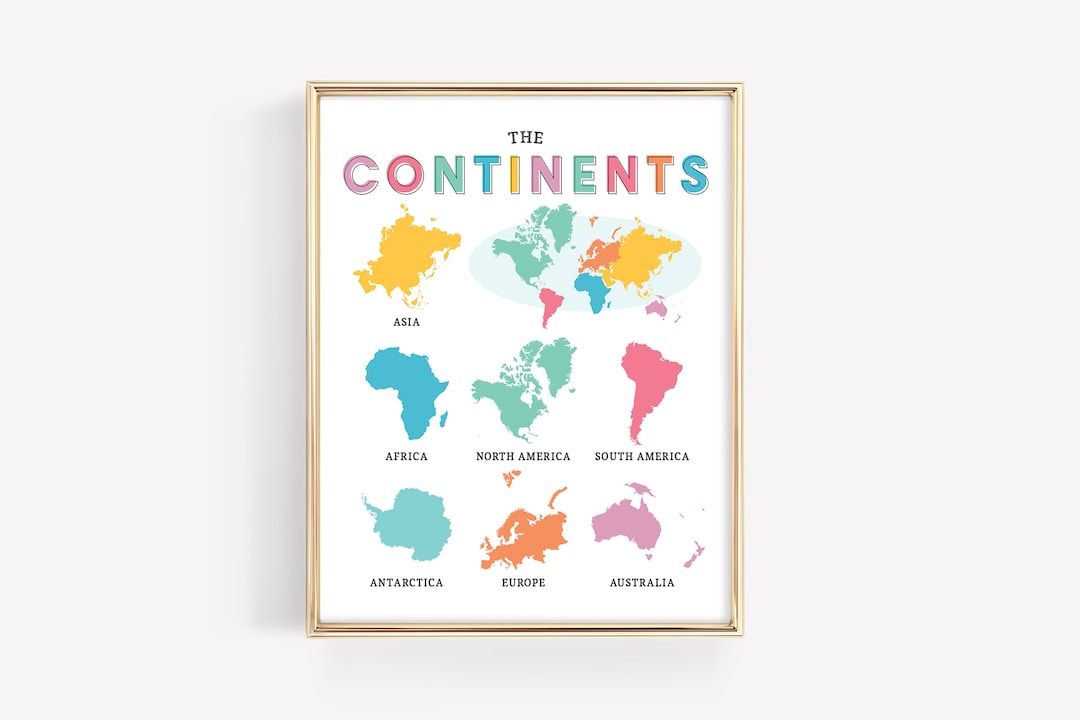 World Continents Education Printable Homeschool Learning Montessori ...