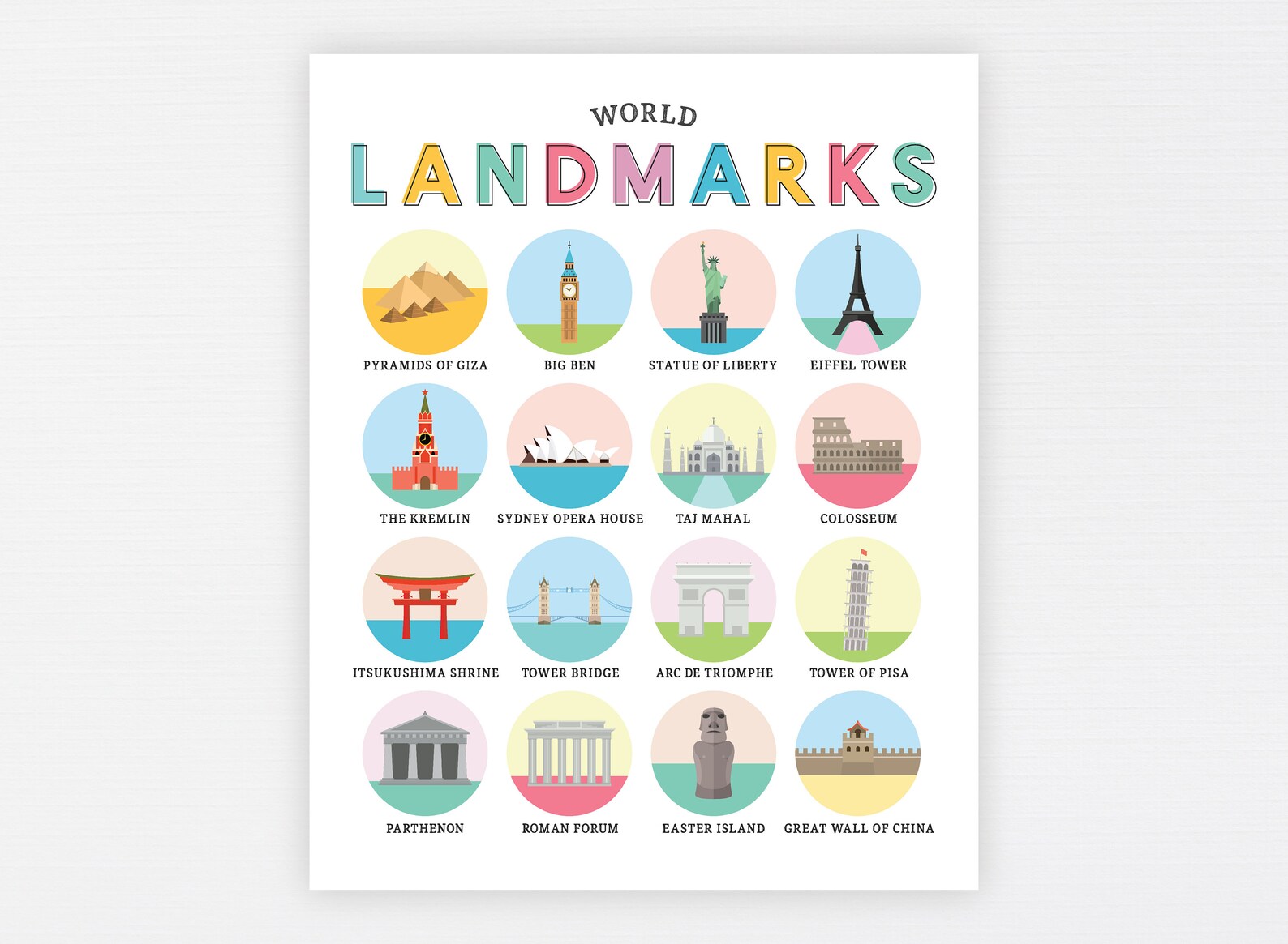 World Landmarks Education Printable Homeschool Learning - Etsy