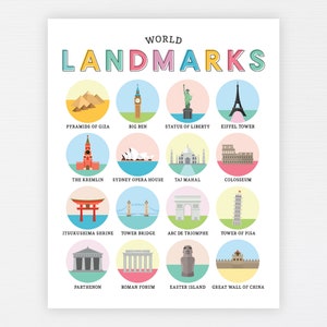 World Landmarks Education Printable Homeschool Learning Montessori ...