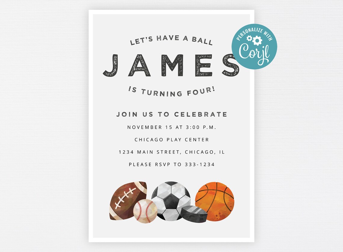 Sports Invitation Printable Sports Birthday Invite - Etsy