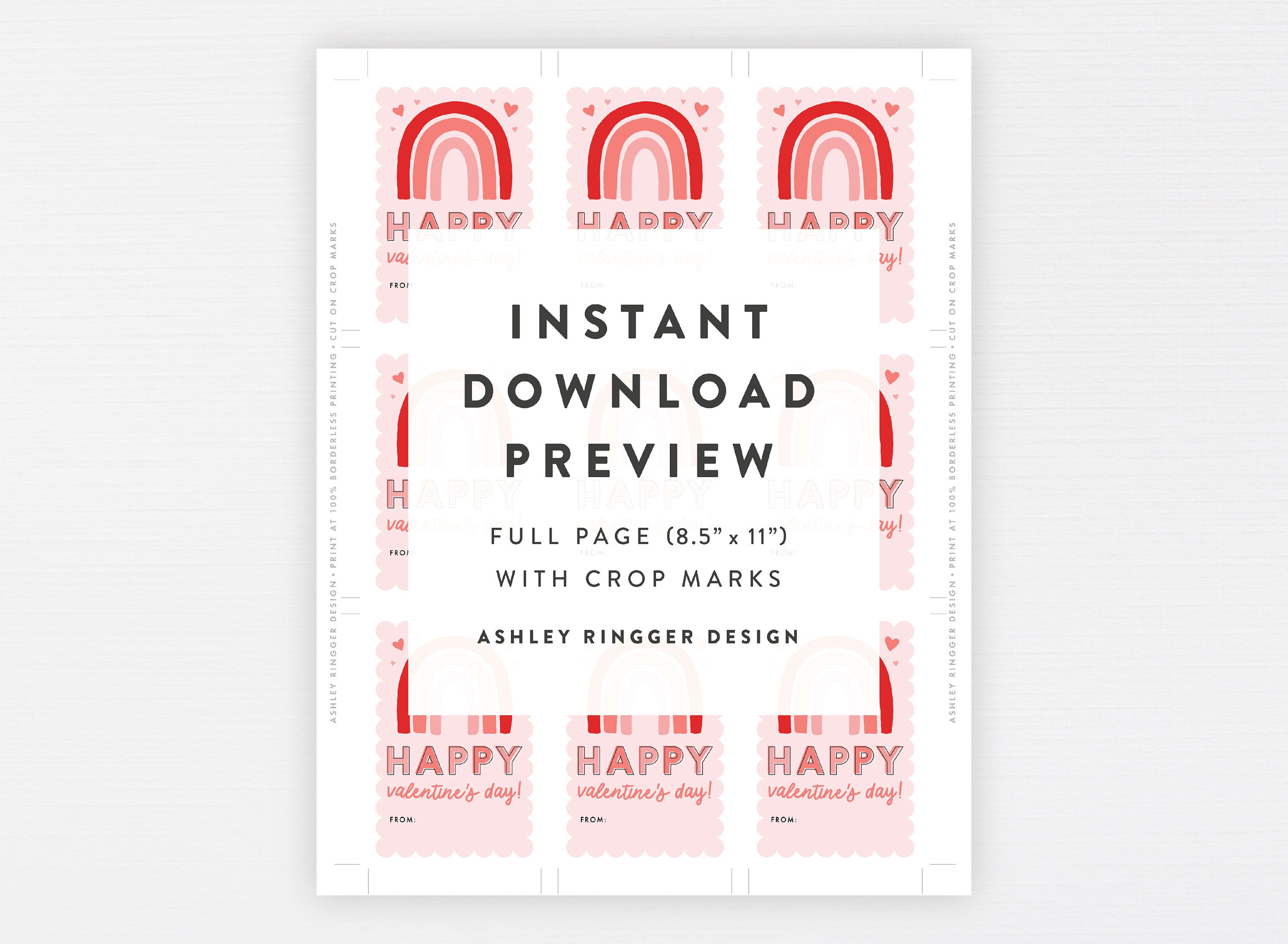 Rainbow Kids Valentine Tags Printable Classroom Valentines - Etsy