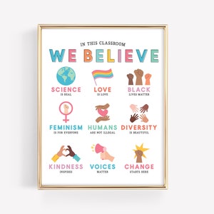 In This Classroom We Believe Art Print · Diversity Education Kindness ...