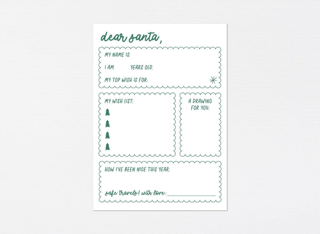 Letter to Santa · Kids Christmas Wish List · Kids Activity · Fill in ...