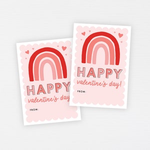 Rainbow Kids Valentine Tags Printable Classroom Valentines Happy ...